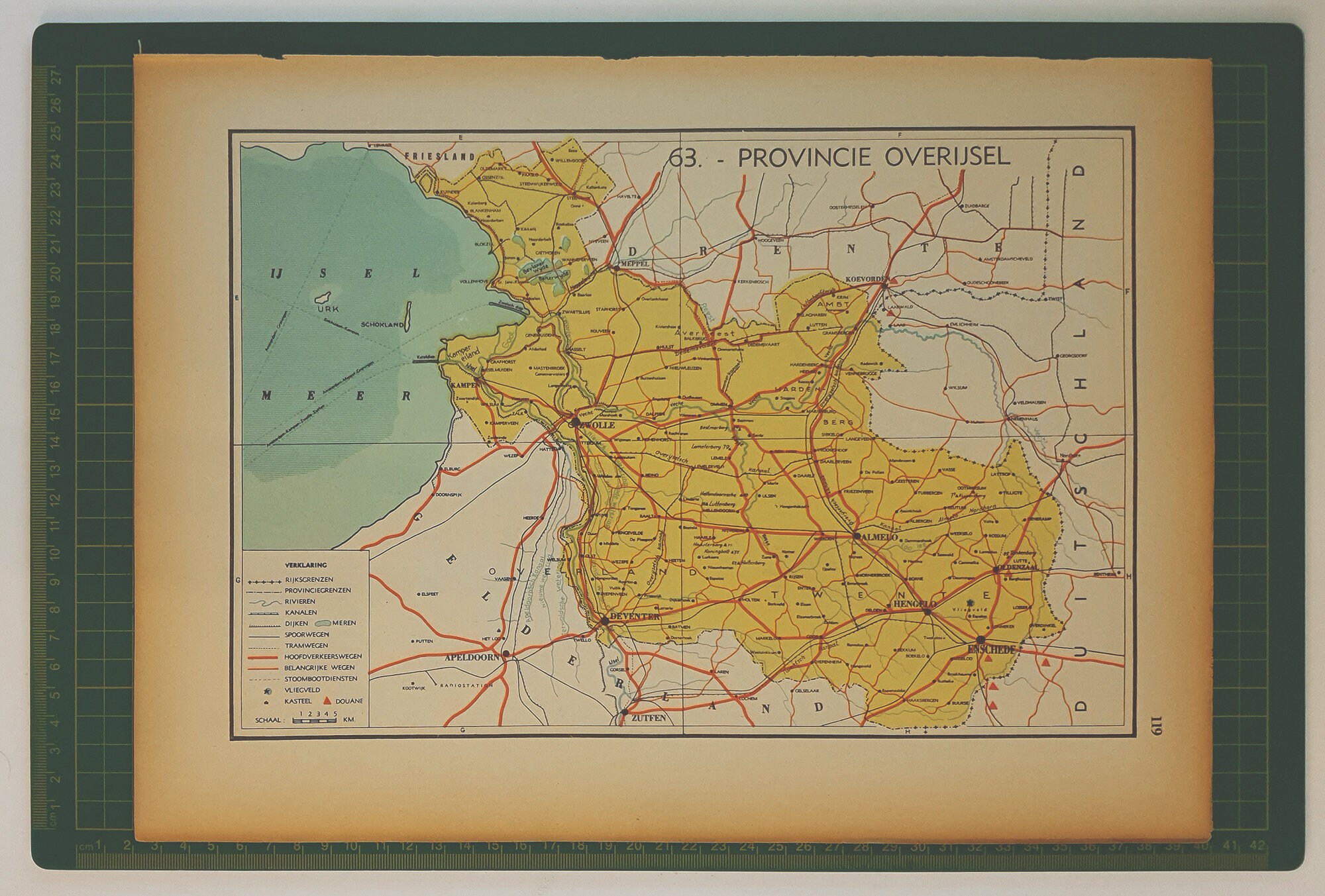 1941 Vintage Map of Dutch Overijssel Province