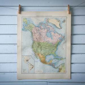 1901 Vintage North America Map - Etsy