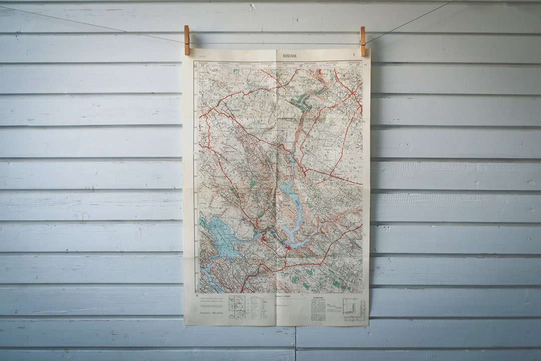 1958 Vintage Map of NP Krka & Surroundings - Etsy