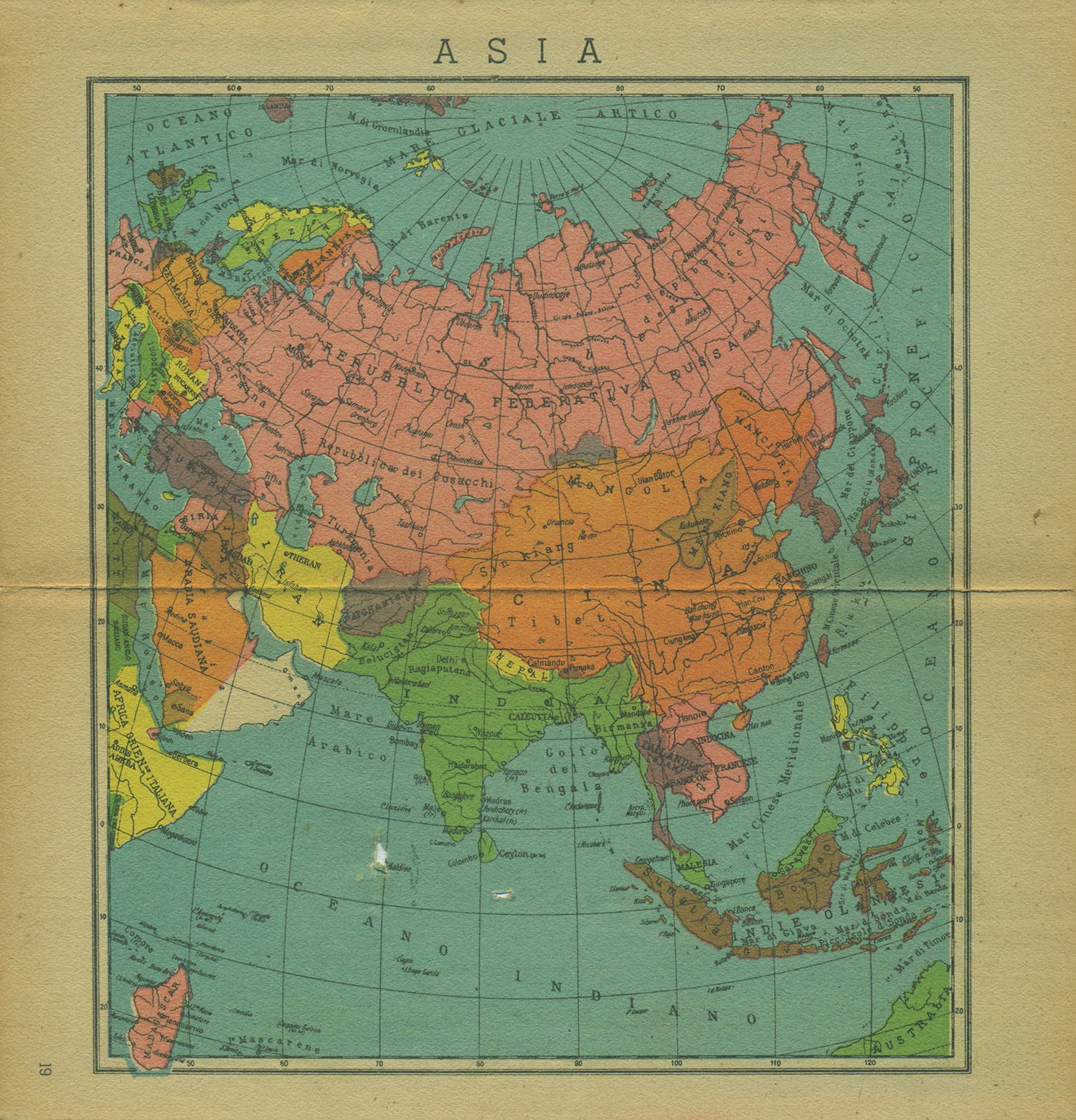 1941 Vintage Asia Map