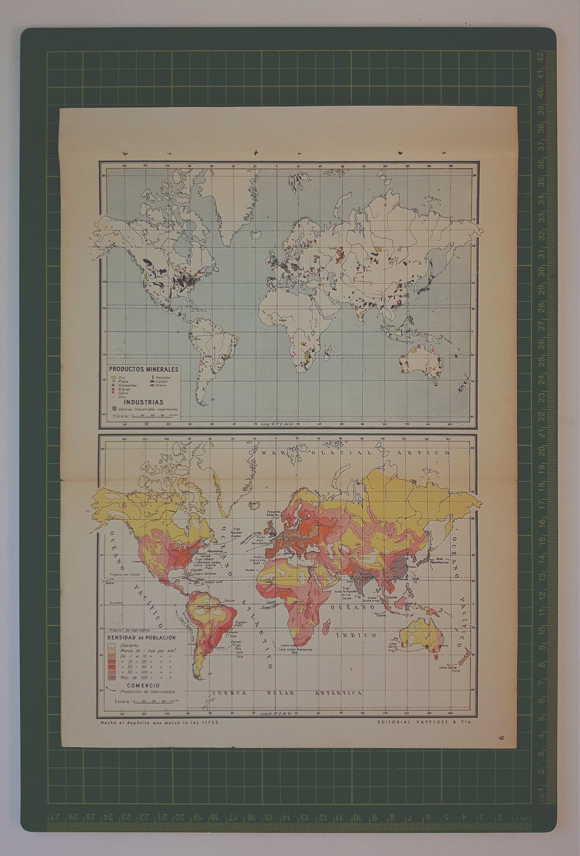 1950 Vintage World Map - Etsy
