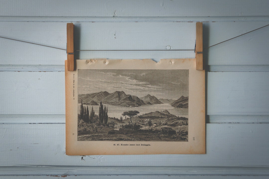 1894 Vintage Lake Como Lithograph Illustration - Etsy