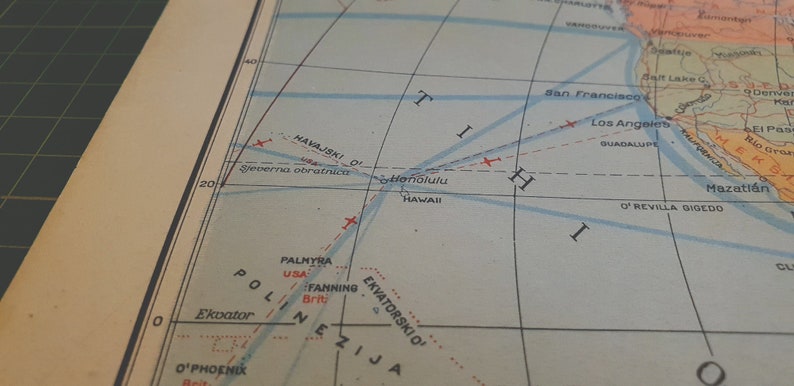1958 Vintage World Map - Etsy