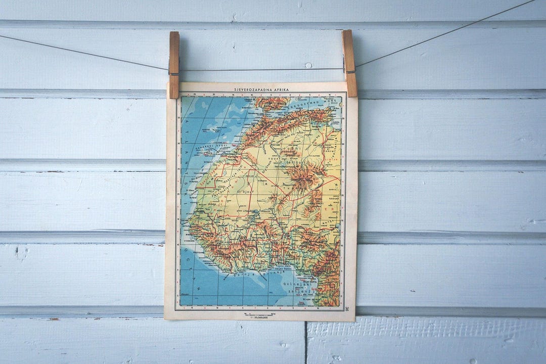 1965 Vintage Northwest Africa Map - Etsy