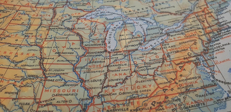 1956 Vintage USA Map - Etsy