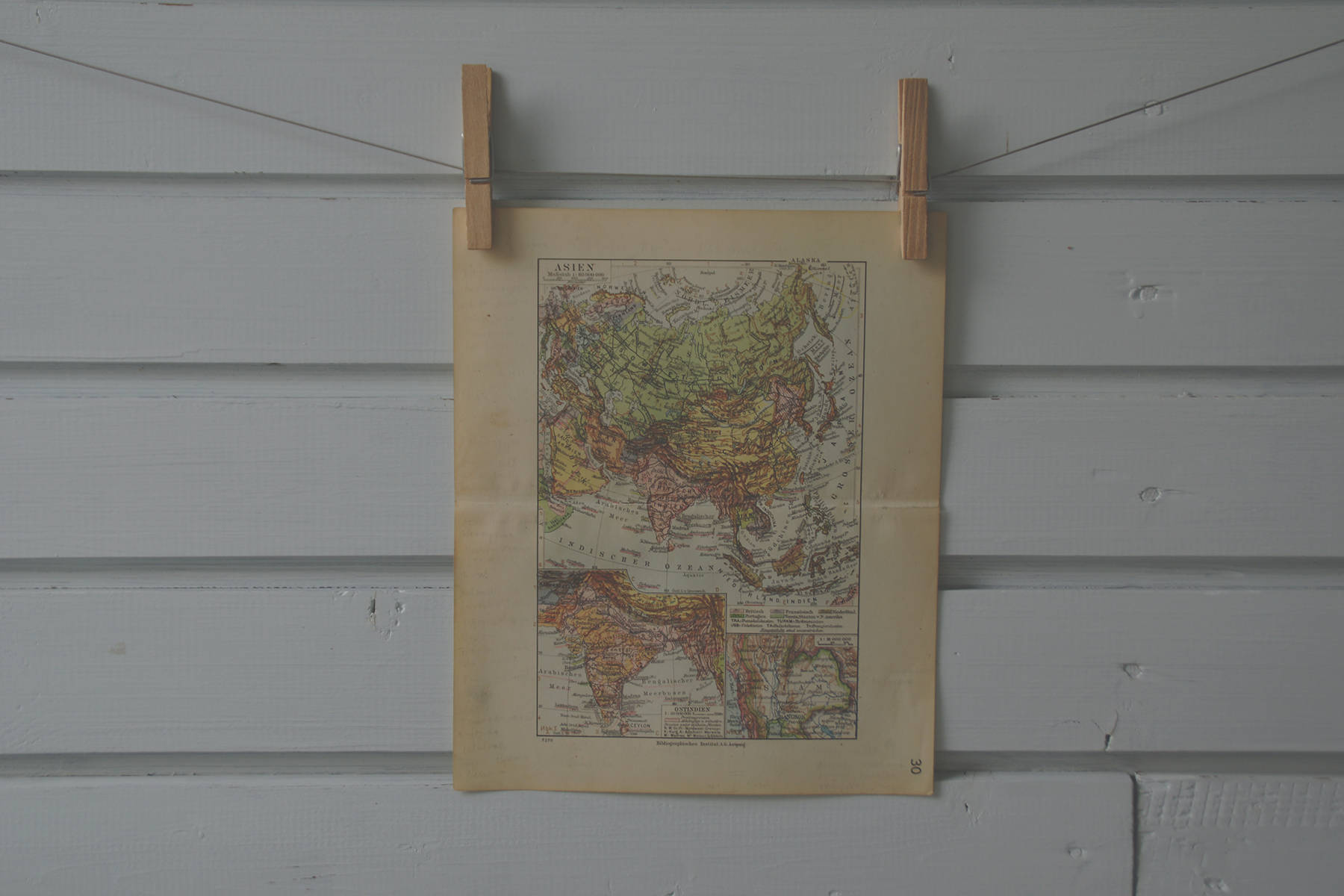 1936 Vintage Map of Asia