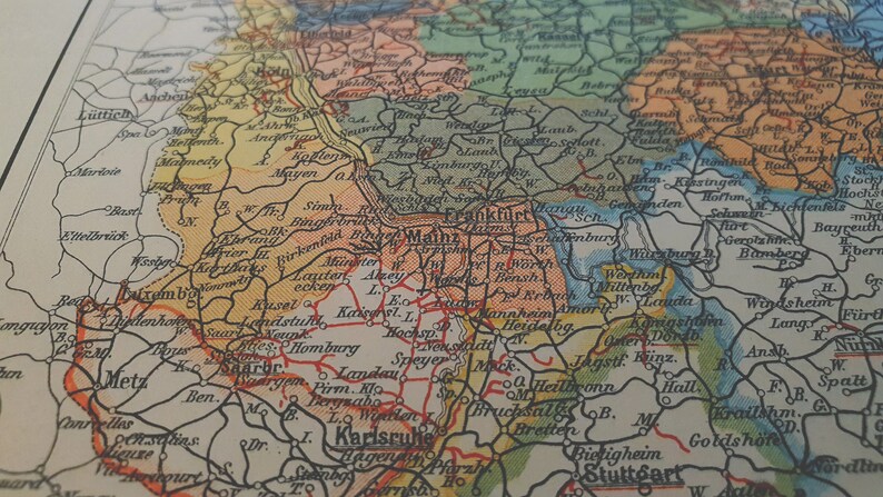 1907 Vintage Railways Map of Germany - Etsy