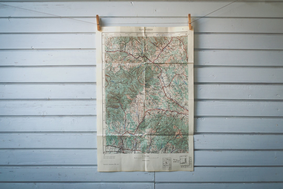 1961 Vintage West Slavonia Map - Etsy