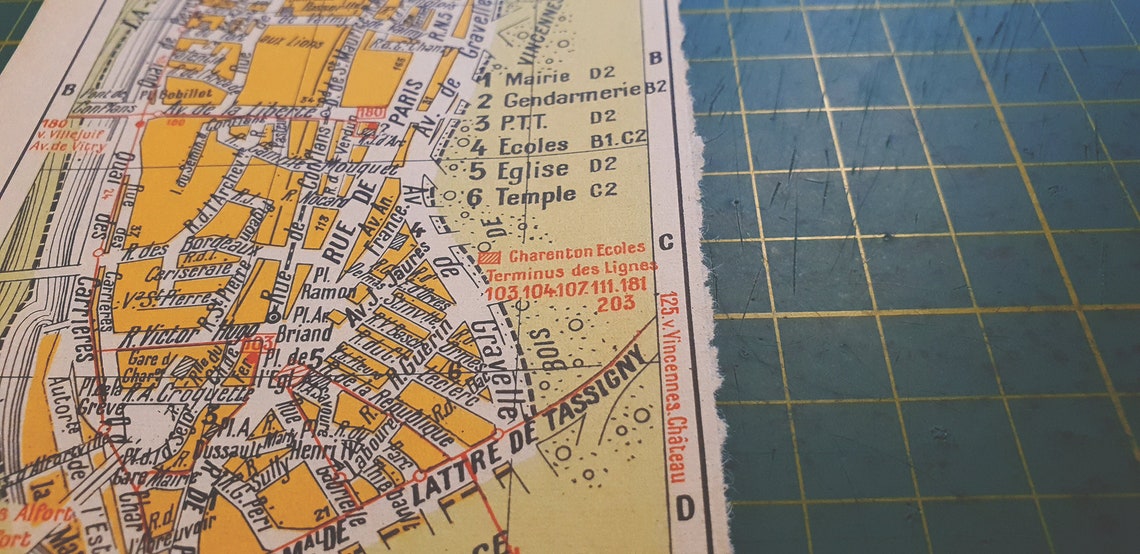 1950s Vintage Charenton-le-pont Map - Etsy