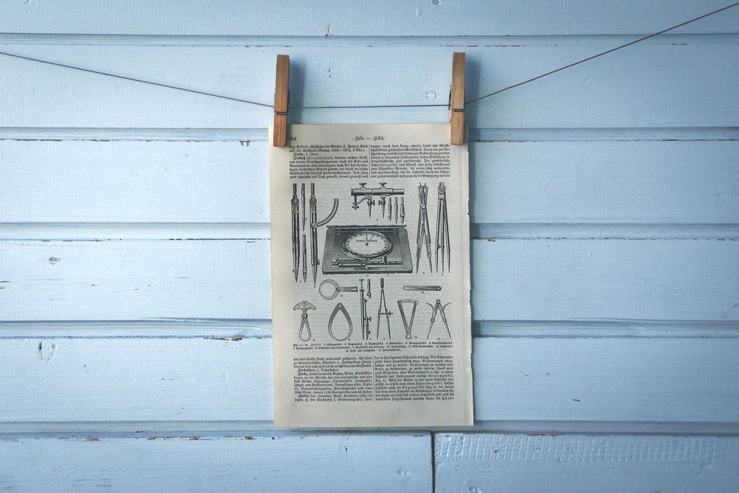 1907 Vintage Technical Drawing Instruments Lithograph Illustration - Etsy