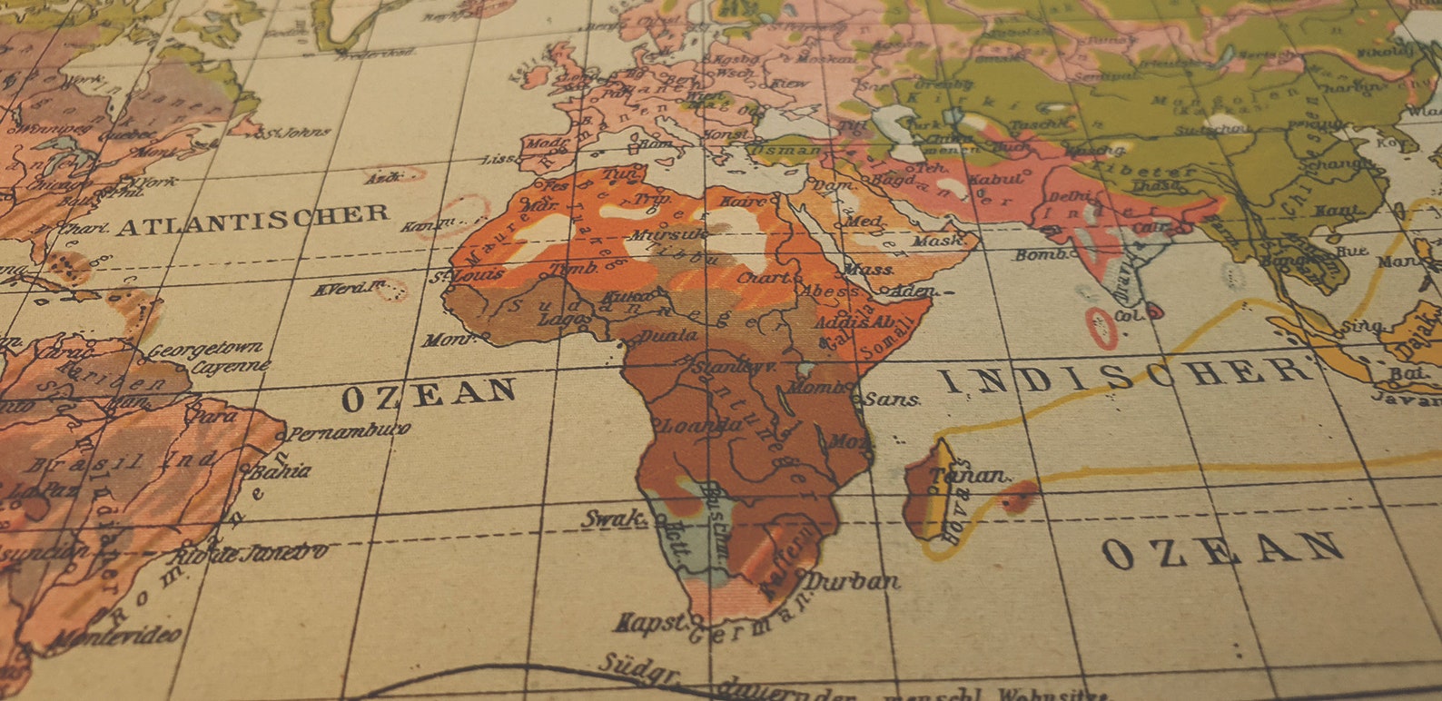 1910s Vintage Ethnographic World Map - Etsy