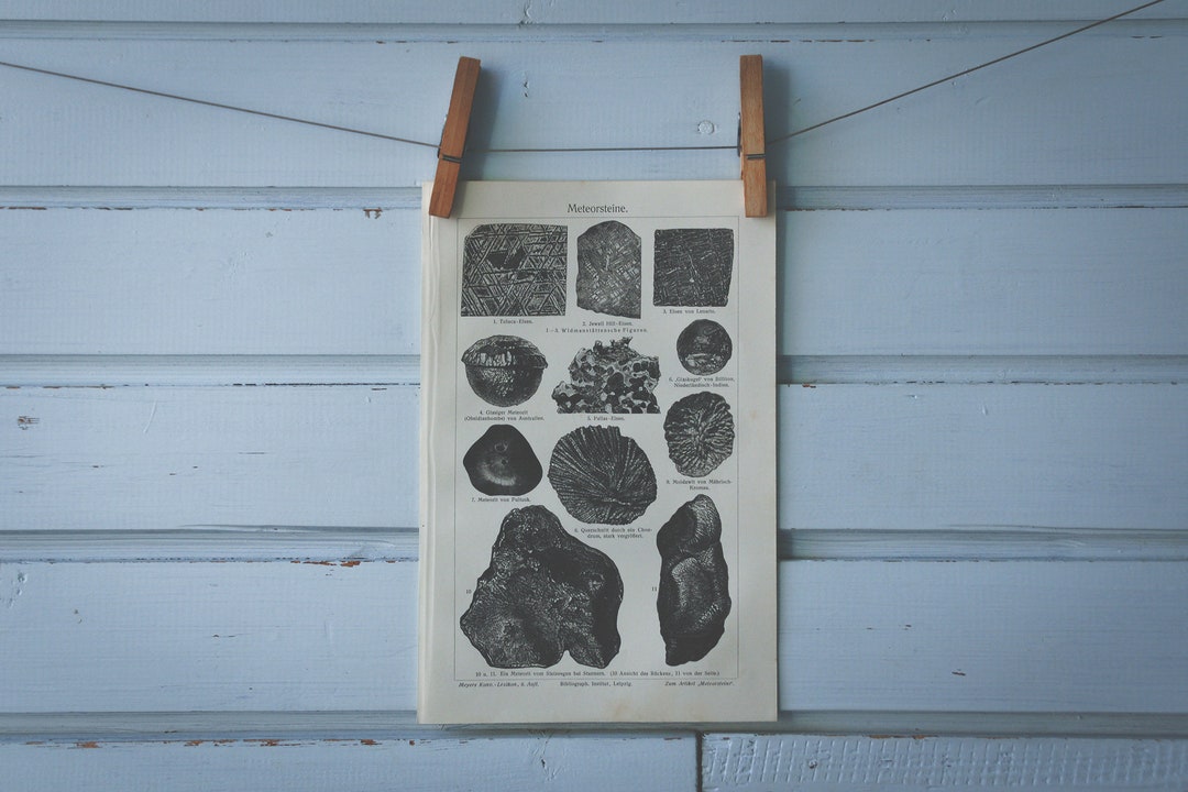 1907 Vintage Meteorites Lithograph Illustration - Etsy