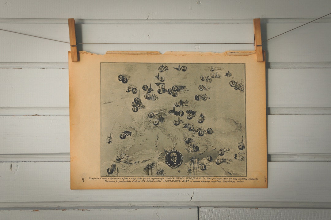 1930 Vintage Map of Singer Europe Network - Etsy