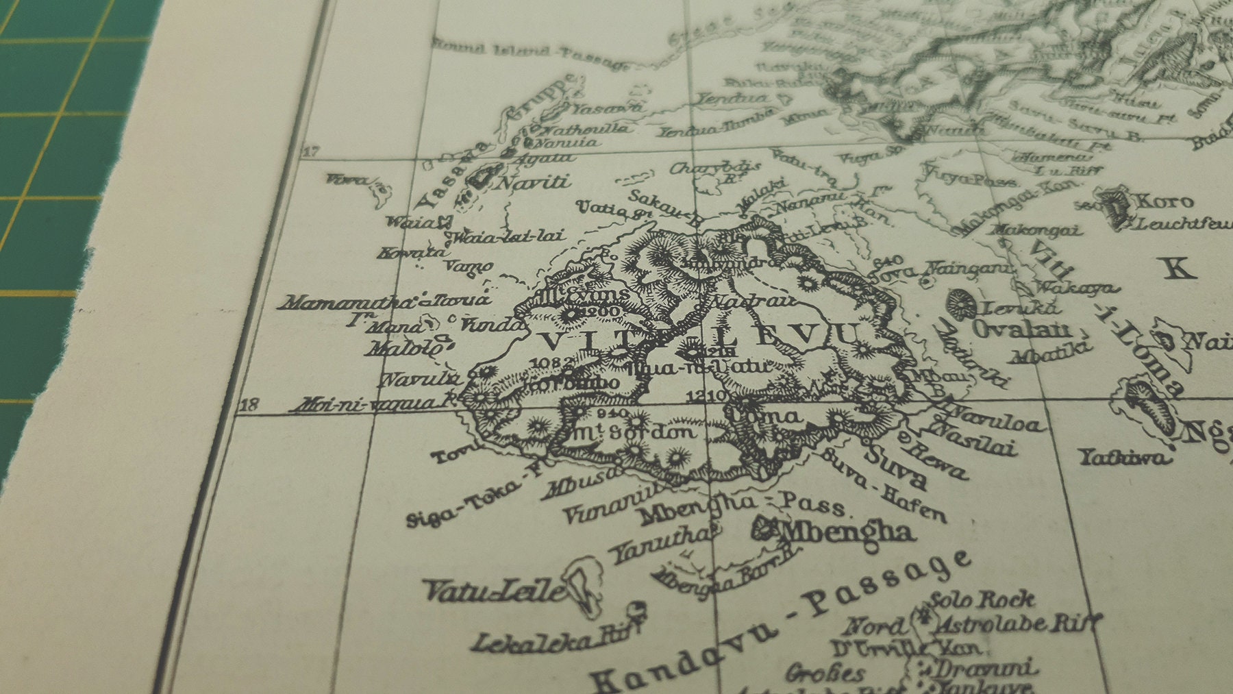1907 Vintage Fiji Islands Map