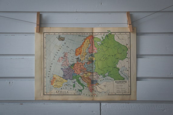 1950 Vintage Map of Europe | Etsy