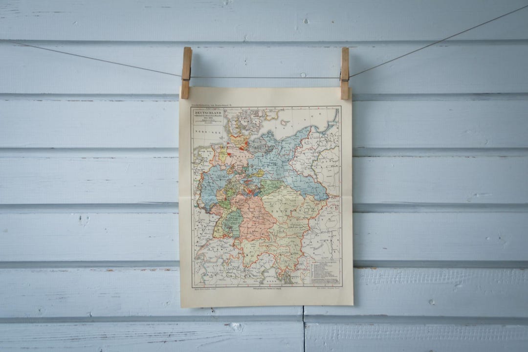 1907 Vintage Map of Germany in Mid 19th Century - Etsy