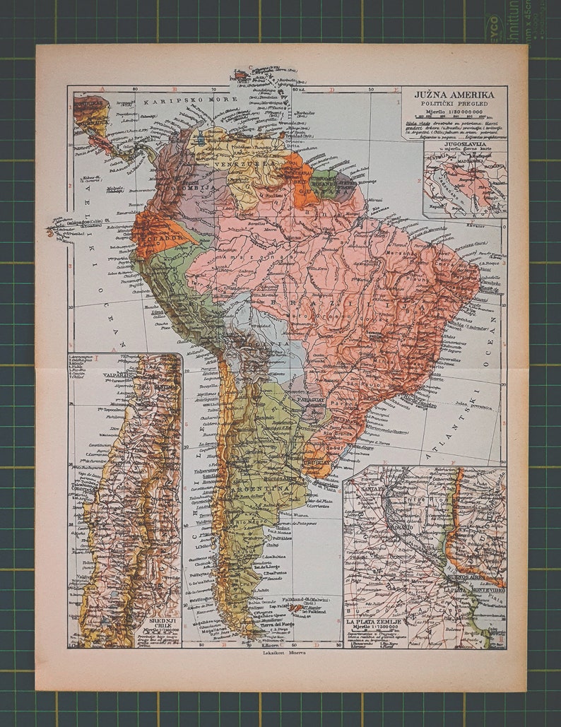 1936 Vintage South America Map - Etsy