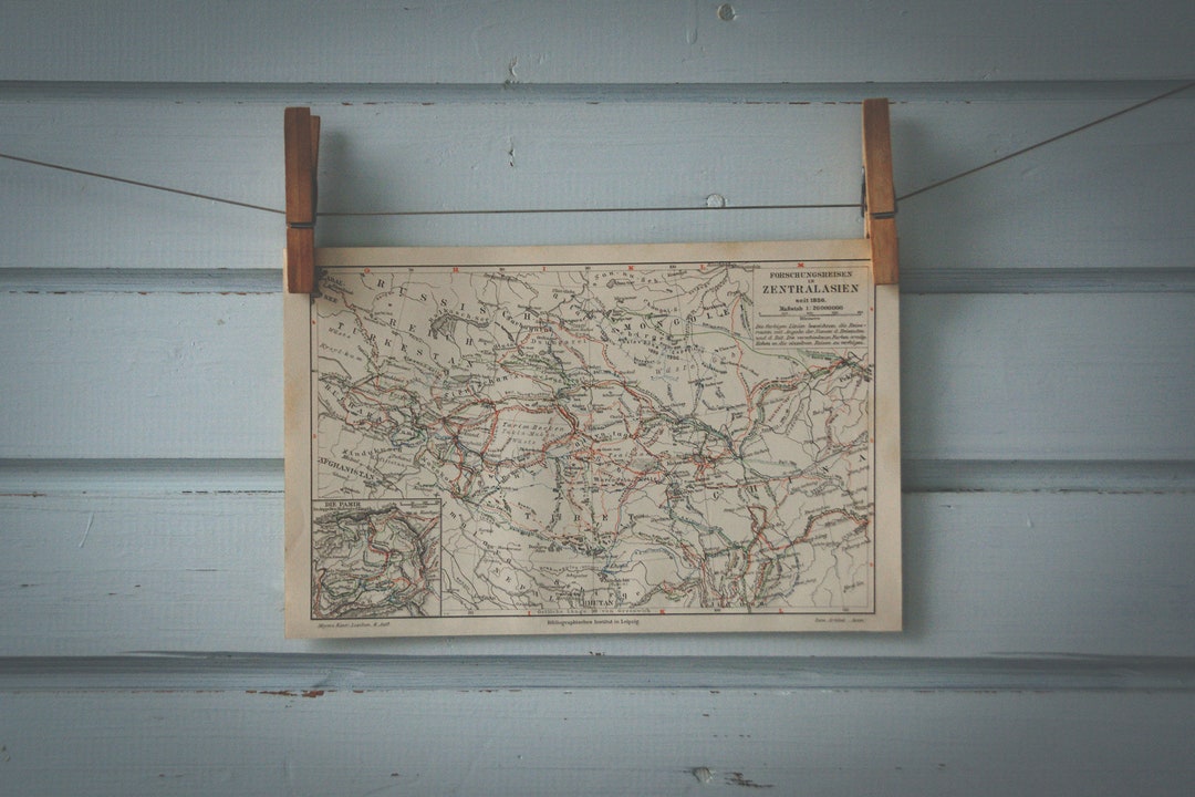 1907 Vintage Map of Central Asia Exploration - Etsy