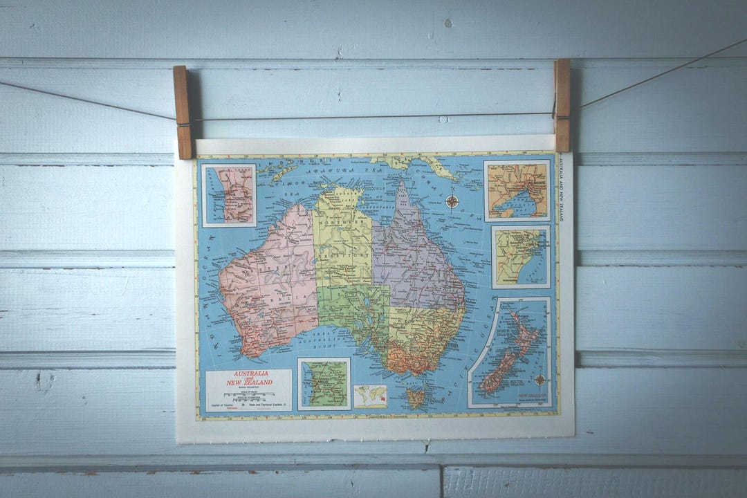 1957 Vintage Map of Australia - Etsy