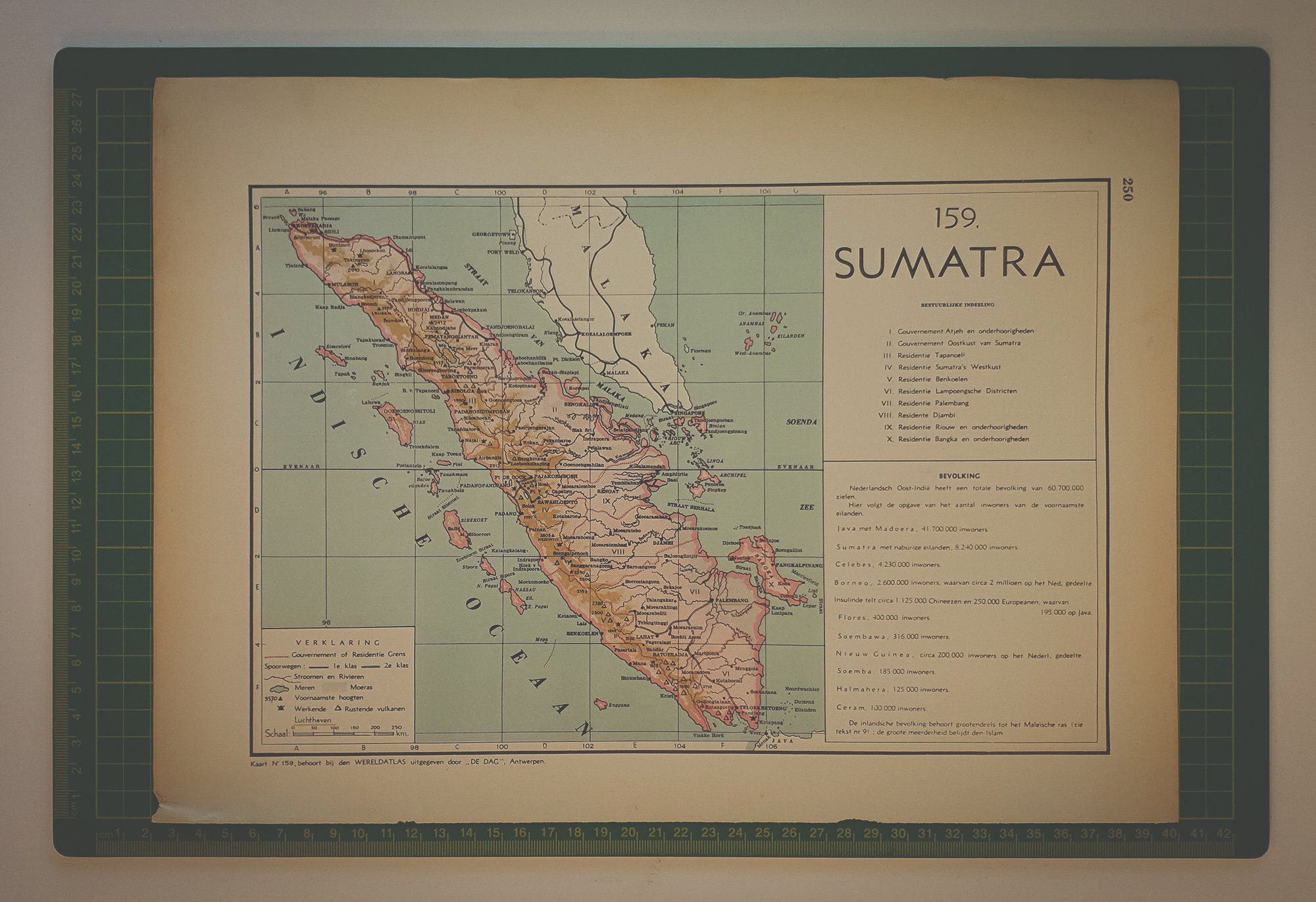 1941 Vintage Map of Sumatra