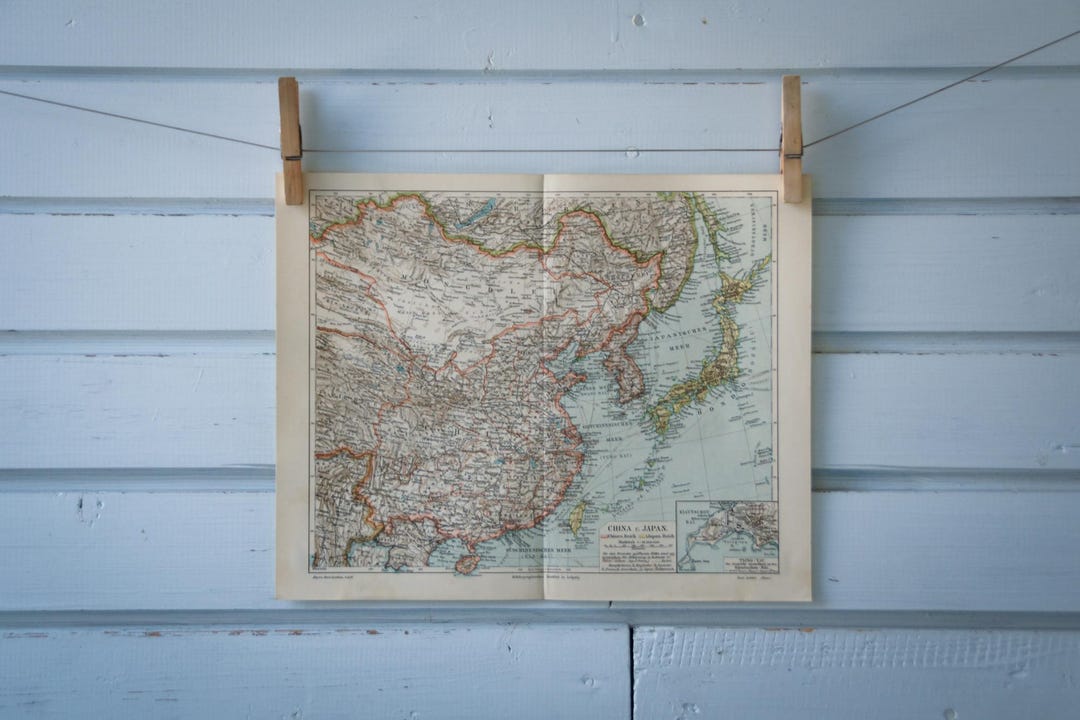 1907 Vintage East Asia Map - Etsy