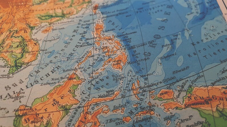 1936 Vintage Map of Asia - Etsy