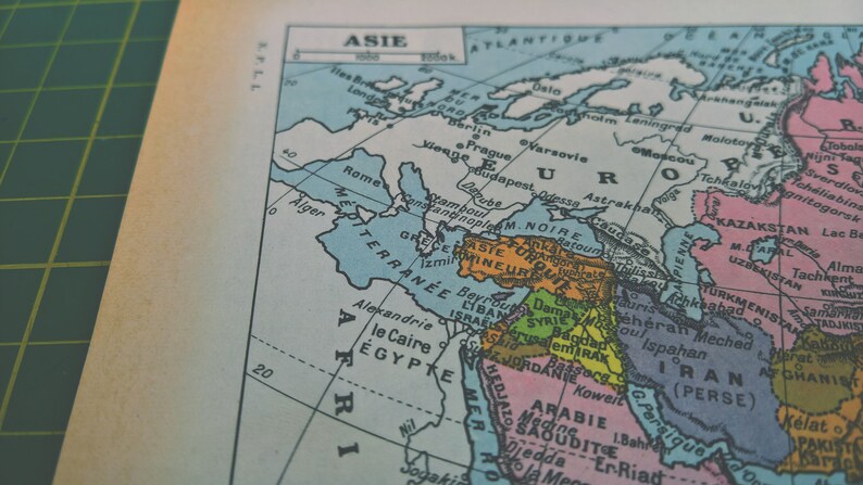 1956 Vintage Map of Asia | Etsy