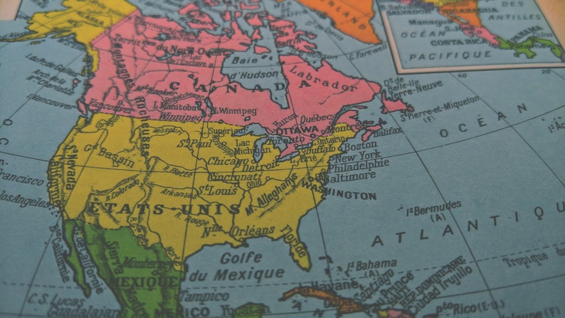 1956 Vintage Map of the Americas - Etsy