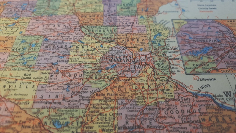 1957 Vintage Map of Minnesota - Etsy