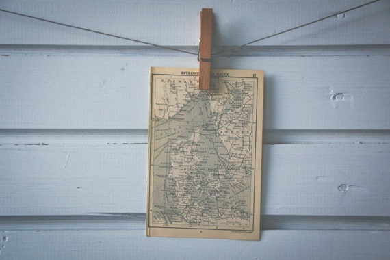 1910s Vintage Map of Denmark | Etsy