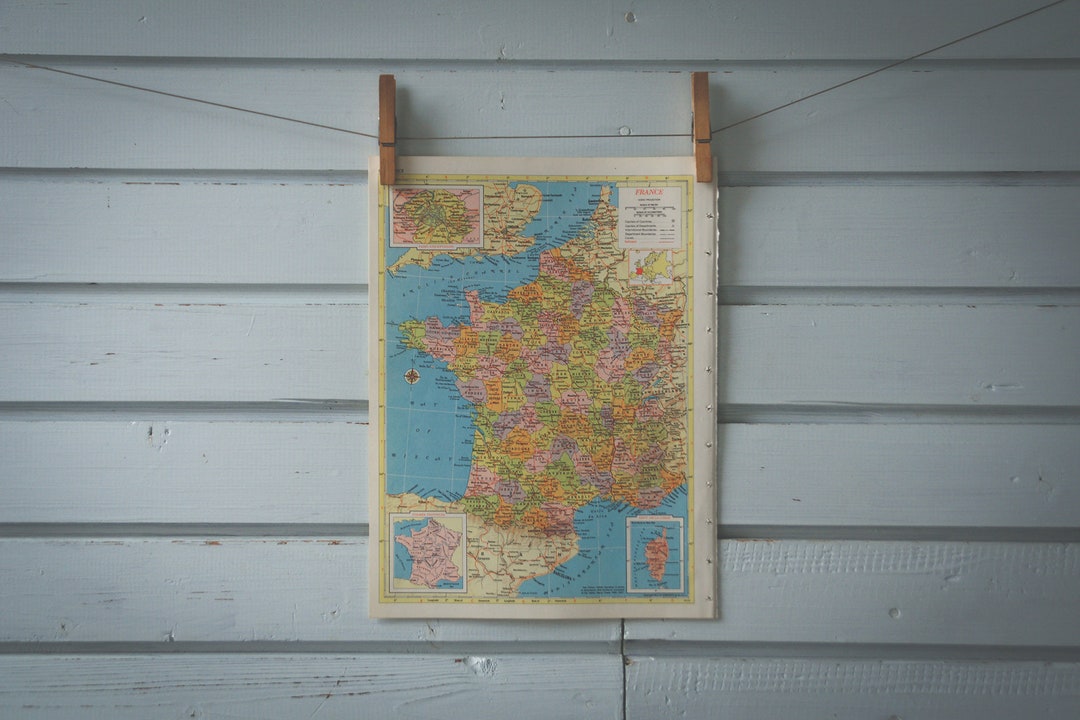 1957 Vintage Map of France - Etsy UK