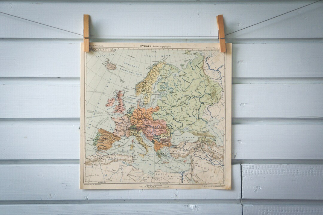 1903 Vintage Map of Europe - Etsy
