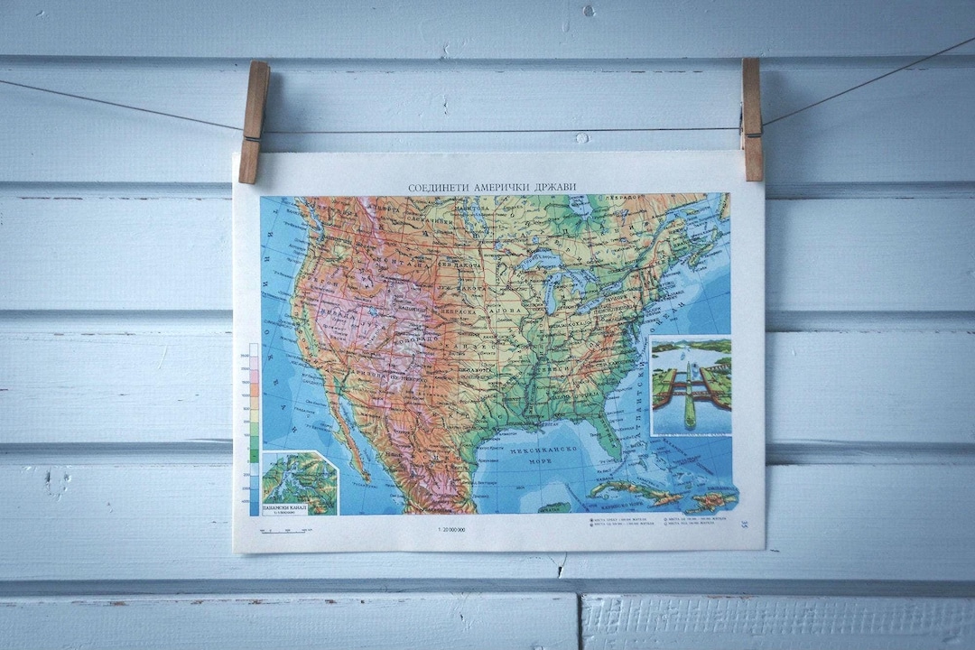 1970 Vintage USA Map - Etsy