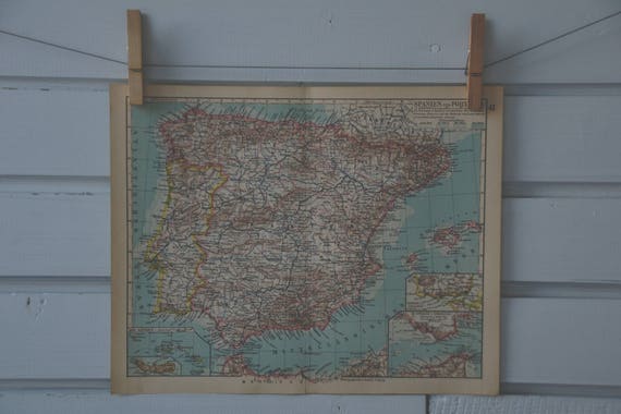 1931 Vintage Map of Spain | Etsy
