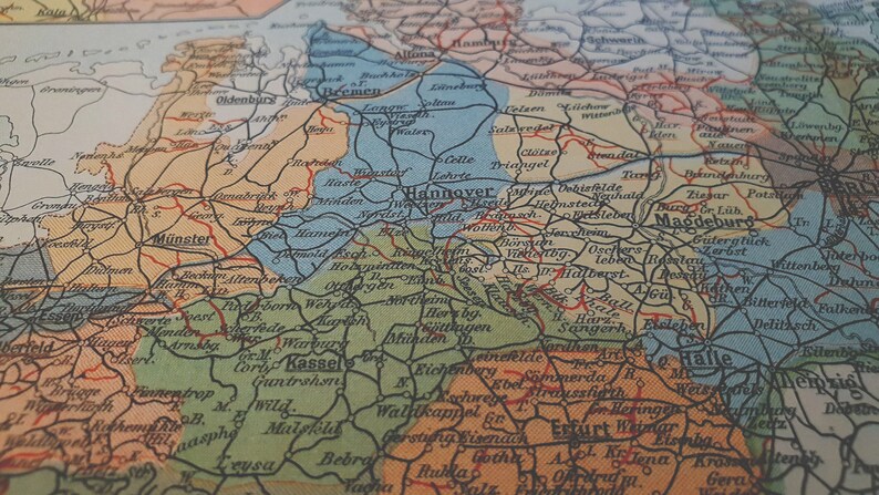 1907 Vintage Railways Map of Germany - Etsy