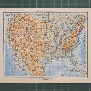 1956 Vintage USA Map - Etsy