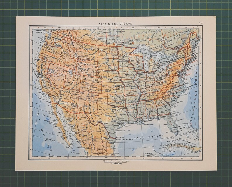 1956 Vintage USA Map - Etsy