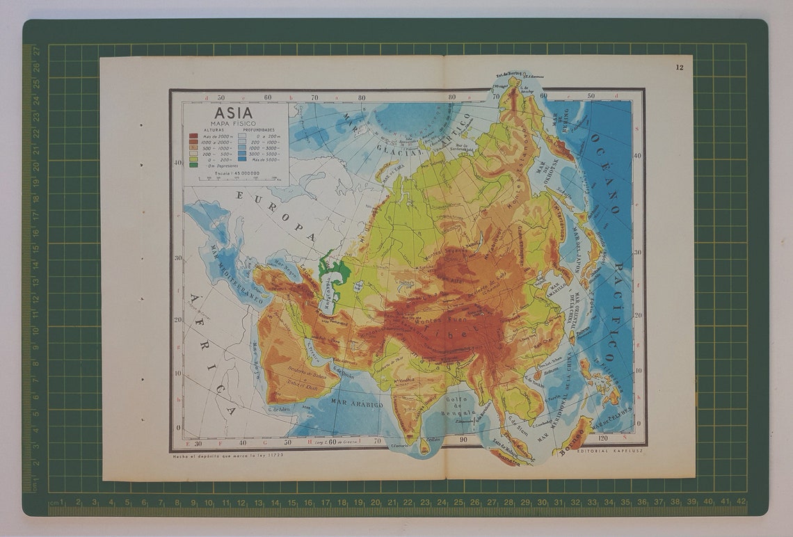 1950 Vintage Map of Asia | Etsy