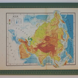 1950 Vintage Map of Asia - Etsy