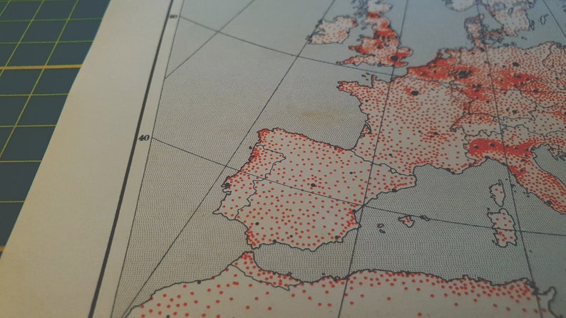 1936 Vintage Europe Population Map - Etsy