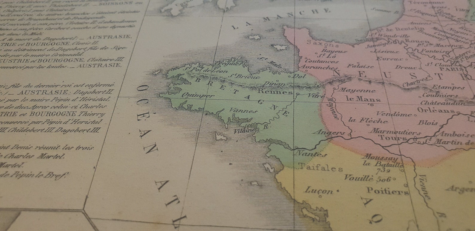 1880 Vintage Merovingian France & Carolingian Empire Map - Etsy