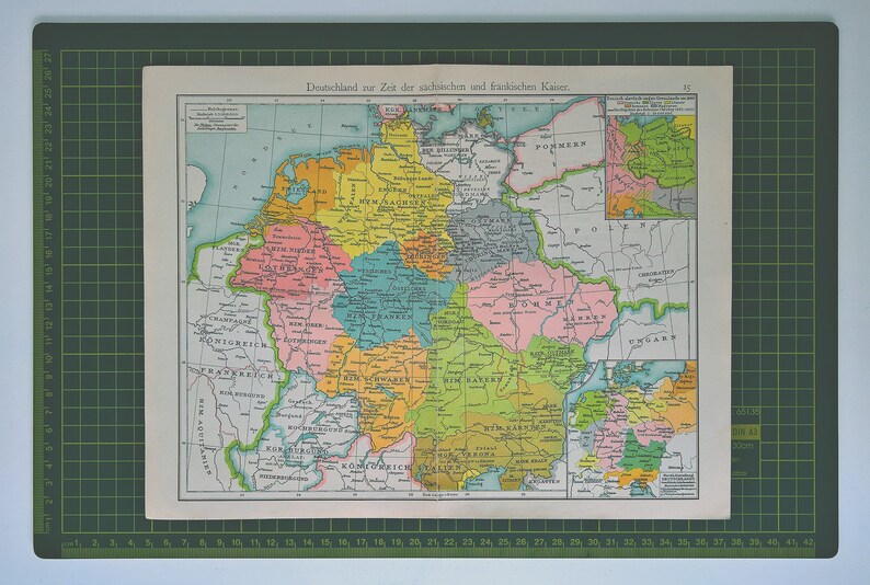 1908 Vintage Map of Germany in 10th Century - Etsy