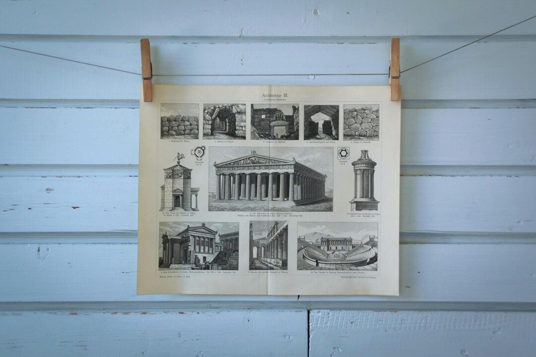 1907 Vintage Ancient Greek Architecture Lithograph Illustration - Etsy