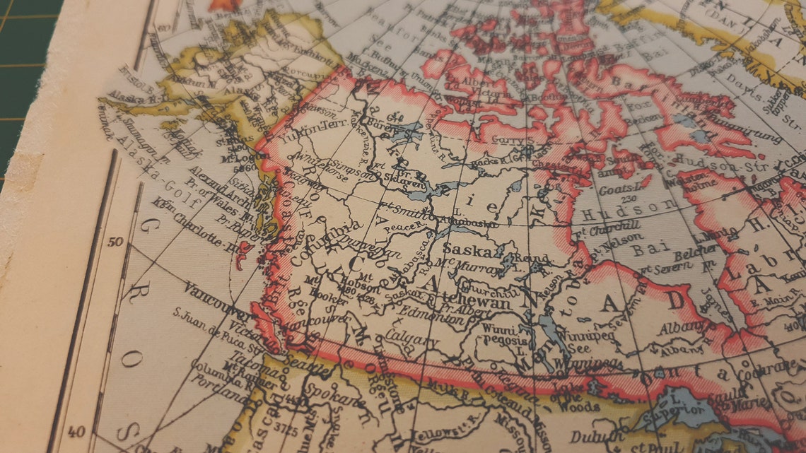 1936 Vintage Map of the Americas | Etsy