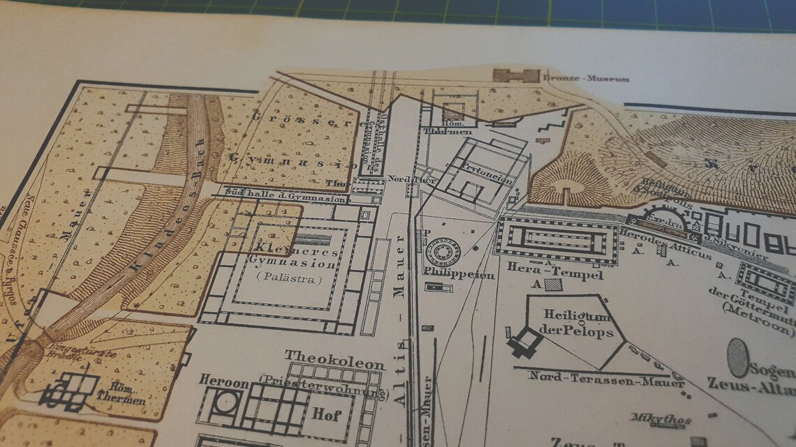 1897 Vintage Map of Ancient Olympia - Etsy