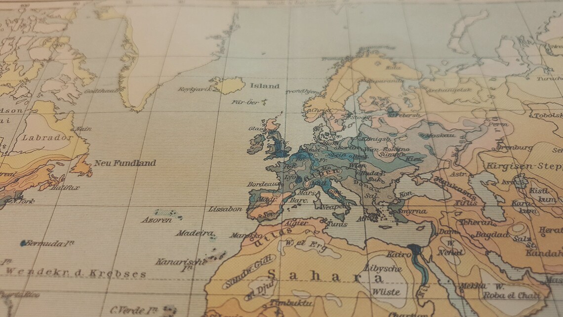 1907 Vintage Population Density World Map - Etsy