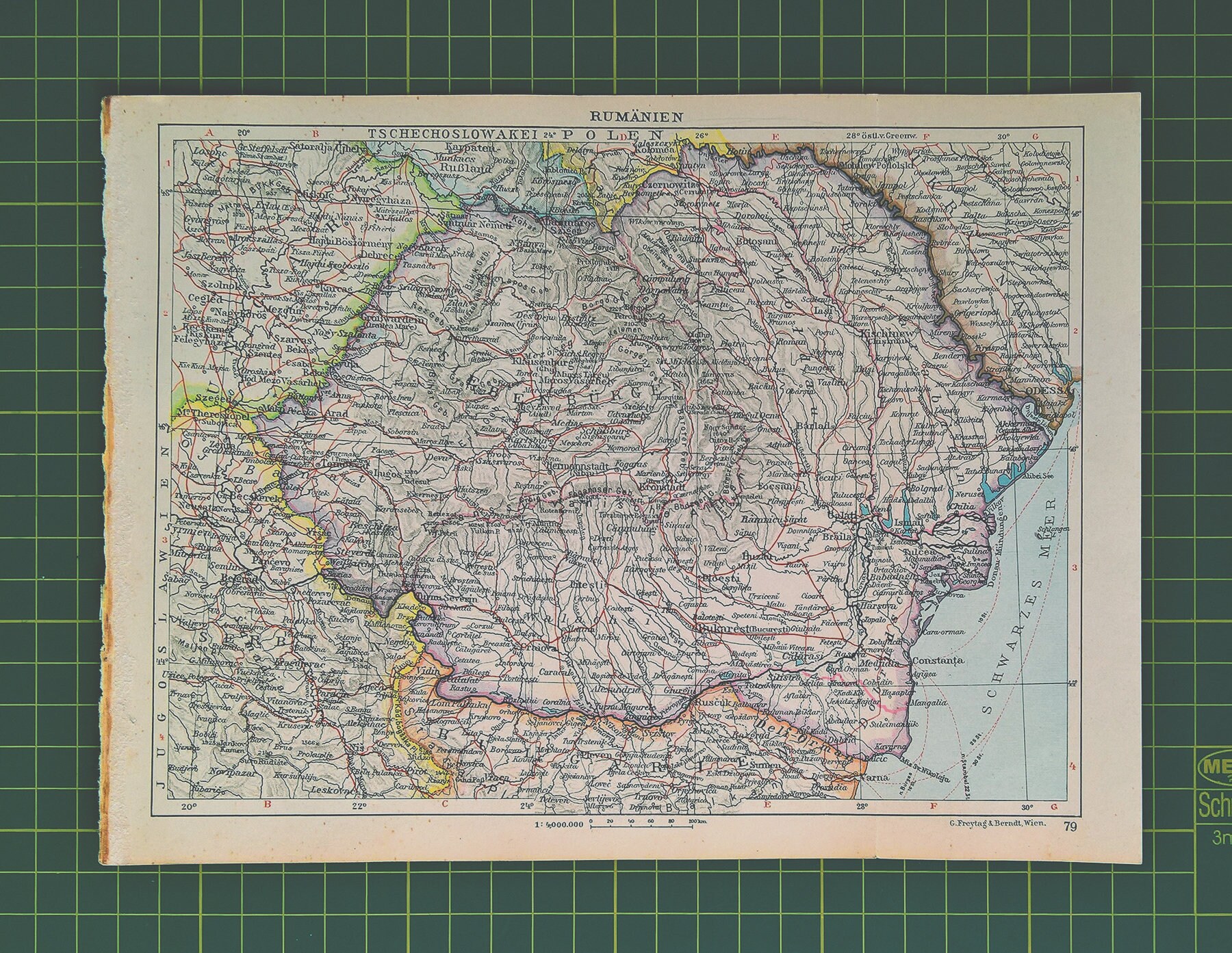 1929 Vintage Romania Map
