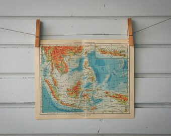 Vintage Asia Map | Etsy