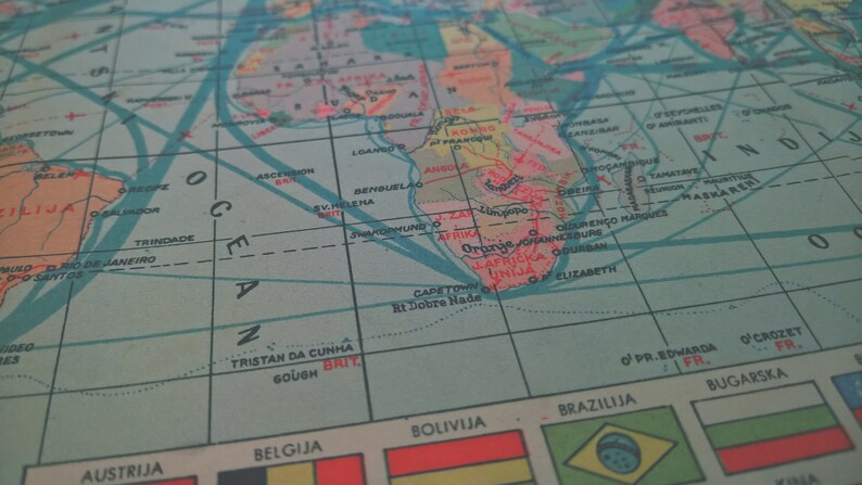 1959 Vintage World Map - Etsy