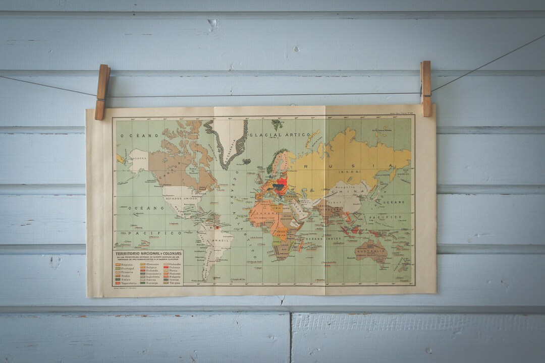 1928 Vintage Colonial World Map - Etsy